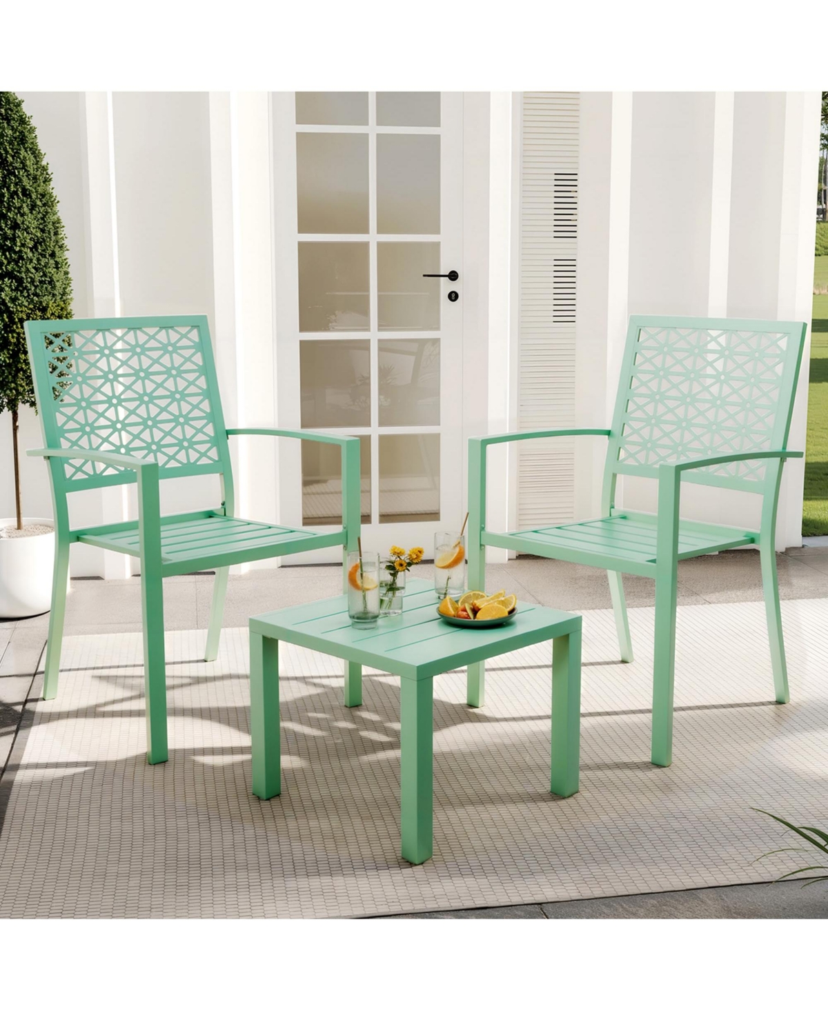 Click here for Outdoor Metal Bistro Set with Stackable Chairs and... prices