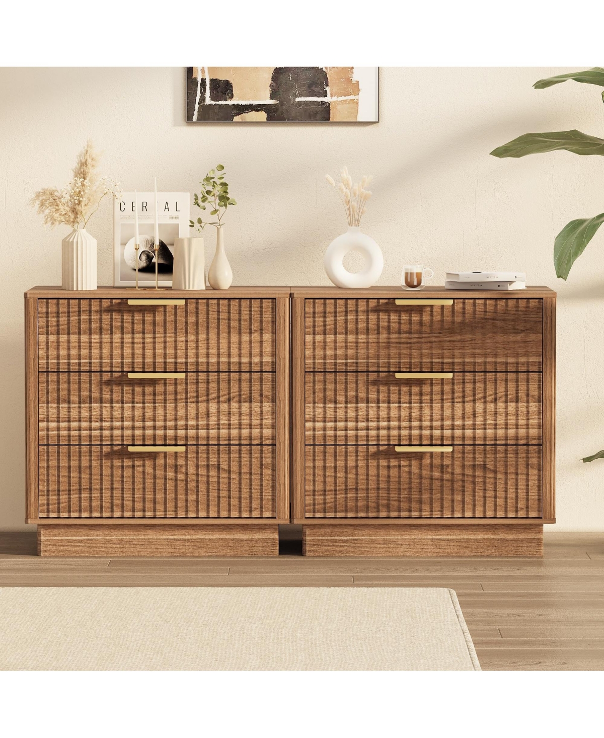 Click here for gaomon Fluted Nightstand set of 2  Wood Nightstand... prices