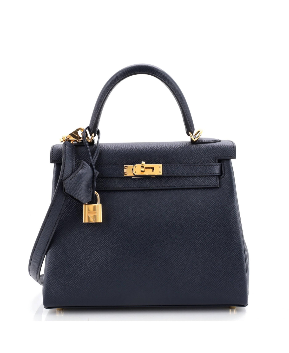 Click here for Pre-Owned HERMES Kelly 25 Handbag Blue Epsom with... prices