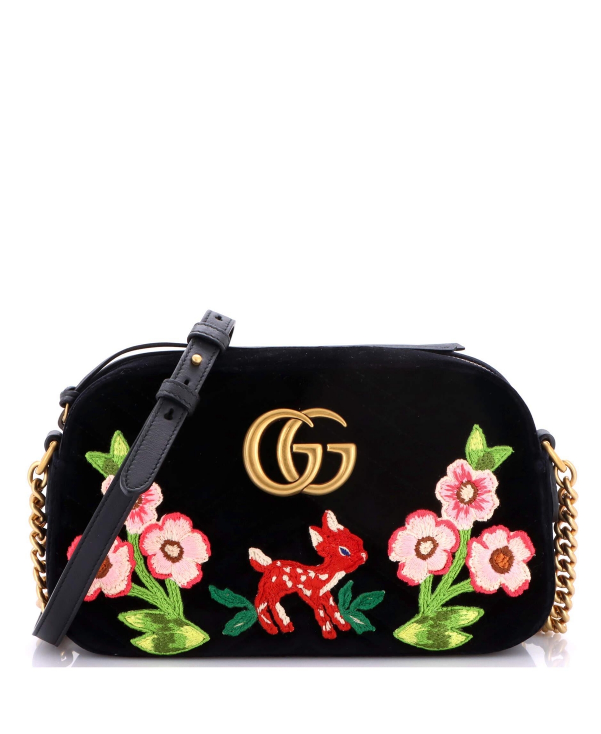 Click here for Pre-Owned Gucci Small Gg Marmont Camera Bag Embroi... prices