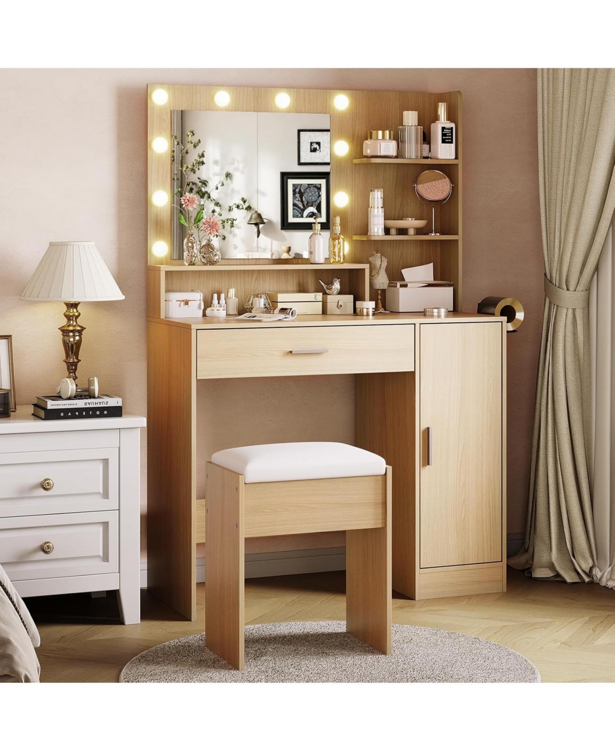 Click here for gaomon Modern Vanity Desk with Mirror and Led Ligh... prices