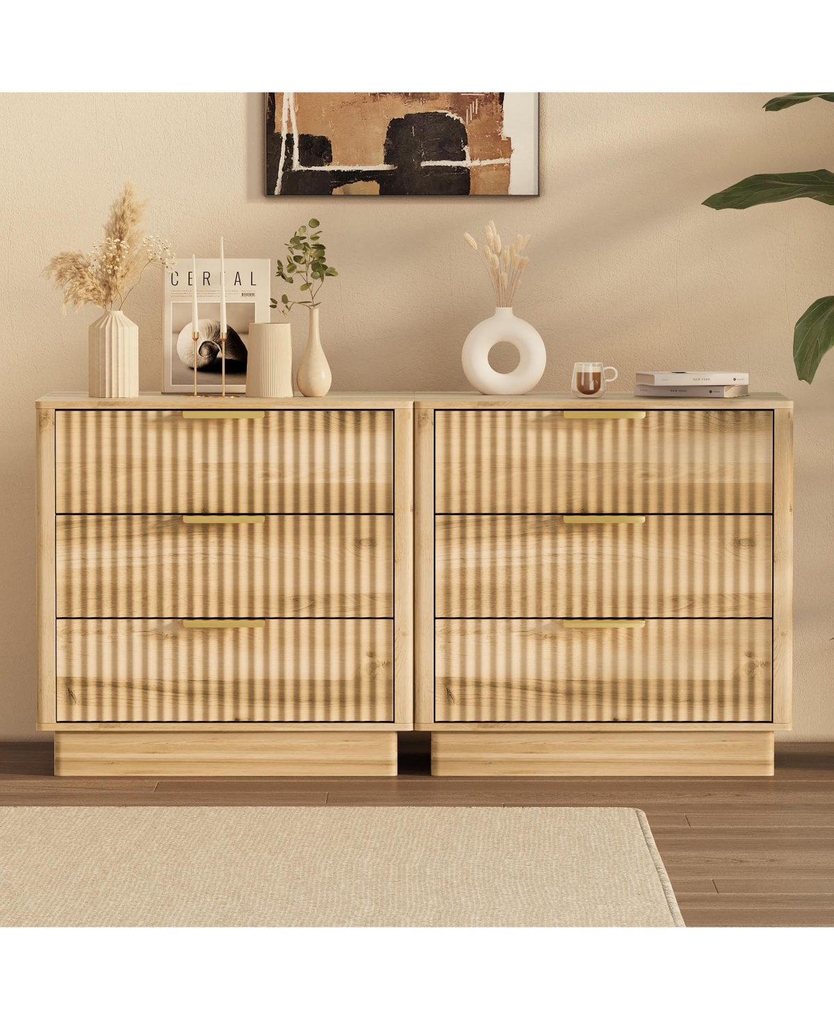 Click here for gaomon Fluted Nightstand set of 2  Wood Nightstand... prices