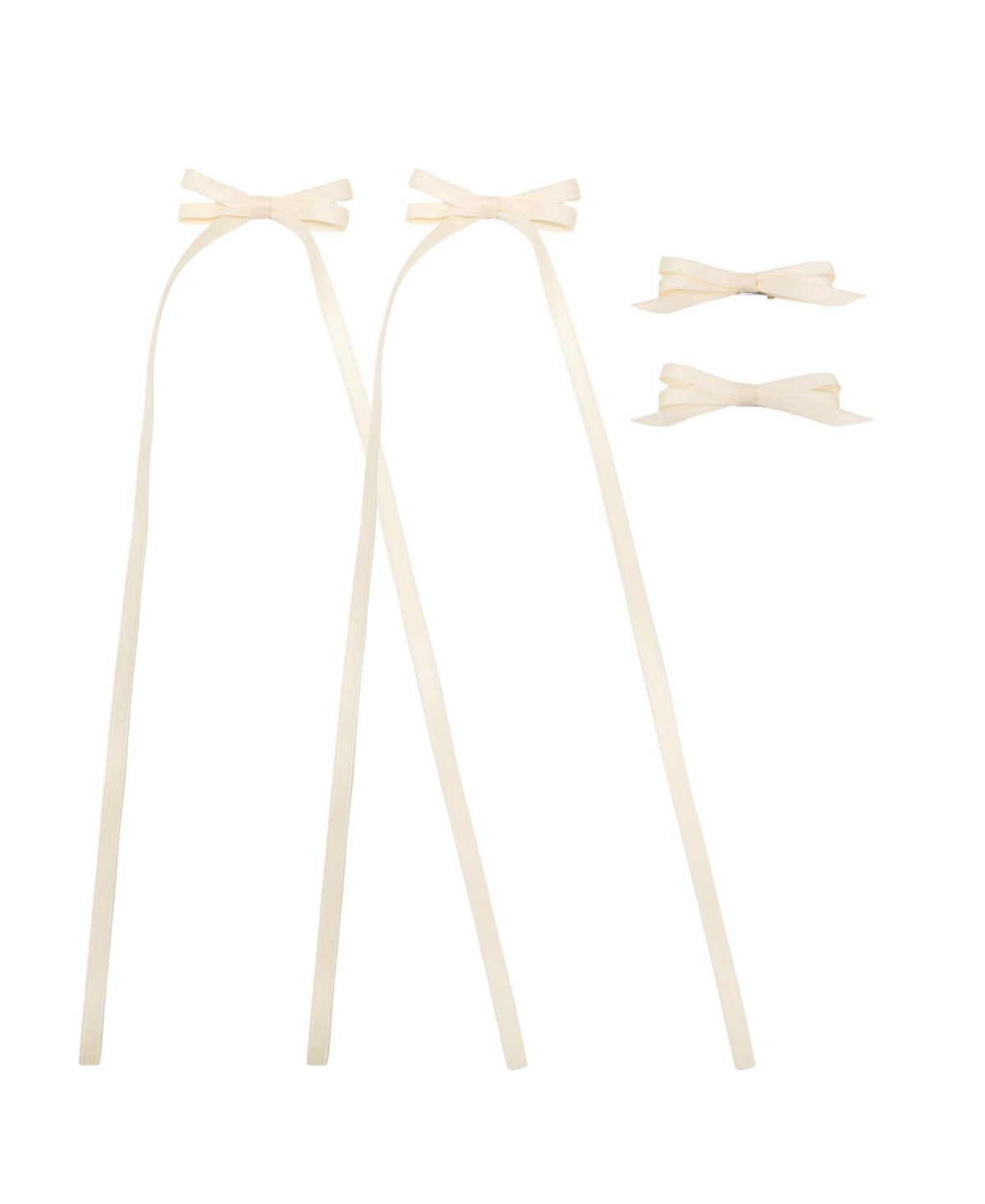 Click here for Puttisu Girls Ribbon Bow Clip Set (4pc) - Ivory prices