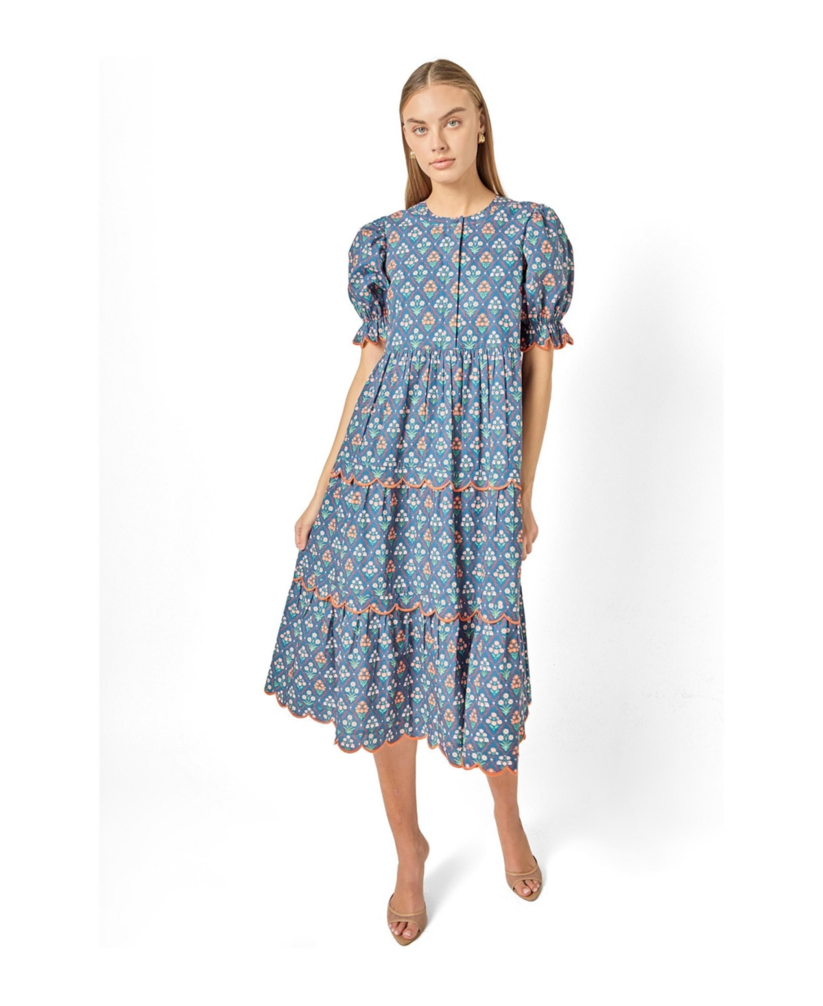 Click here for English Factory Womens Contrast Scallop Edge Midi... prices