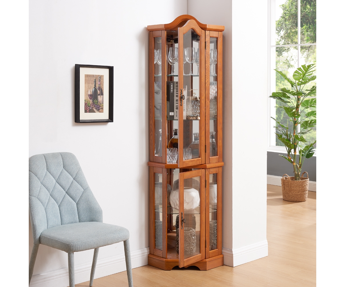 Click here for Sumyeg Lighted Corner Curio Cabinet with Tempered... prices