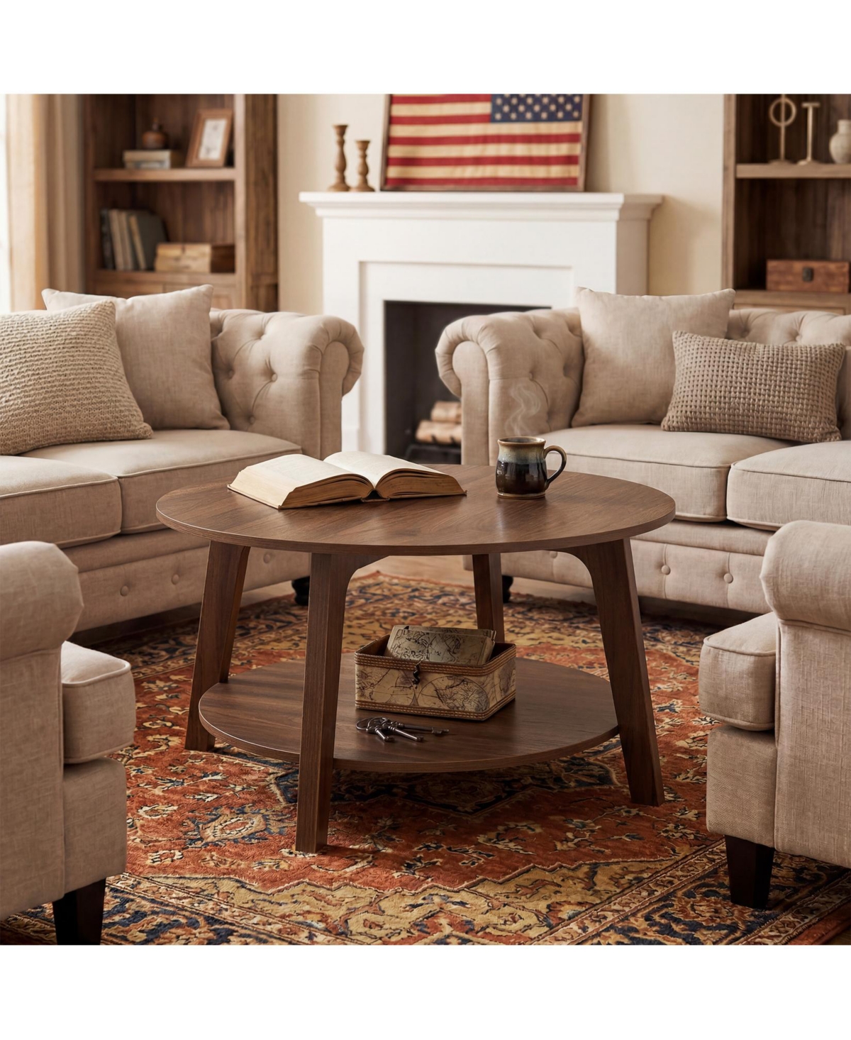 Click here for Gaomon 2-Tier Modern Round Coffee Table with Stora... prices