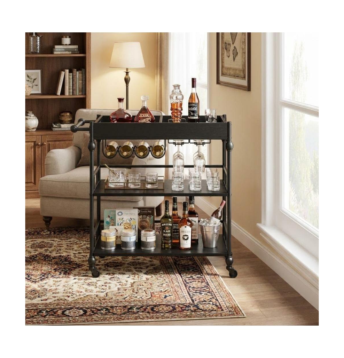 Click here for homfan 3-Tier Bar Cart with Wheels  Rolling Bevera... prices