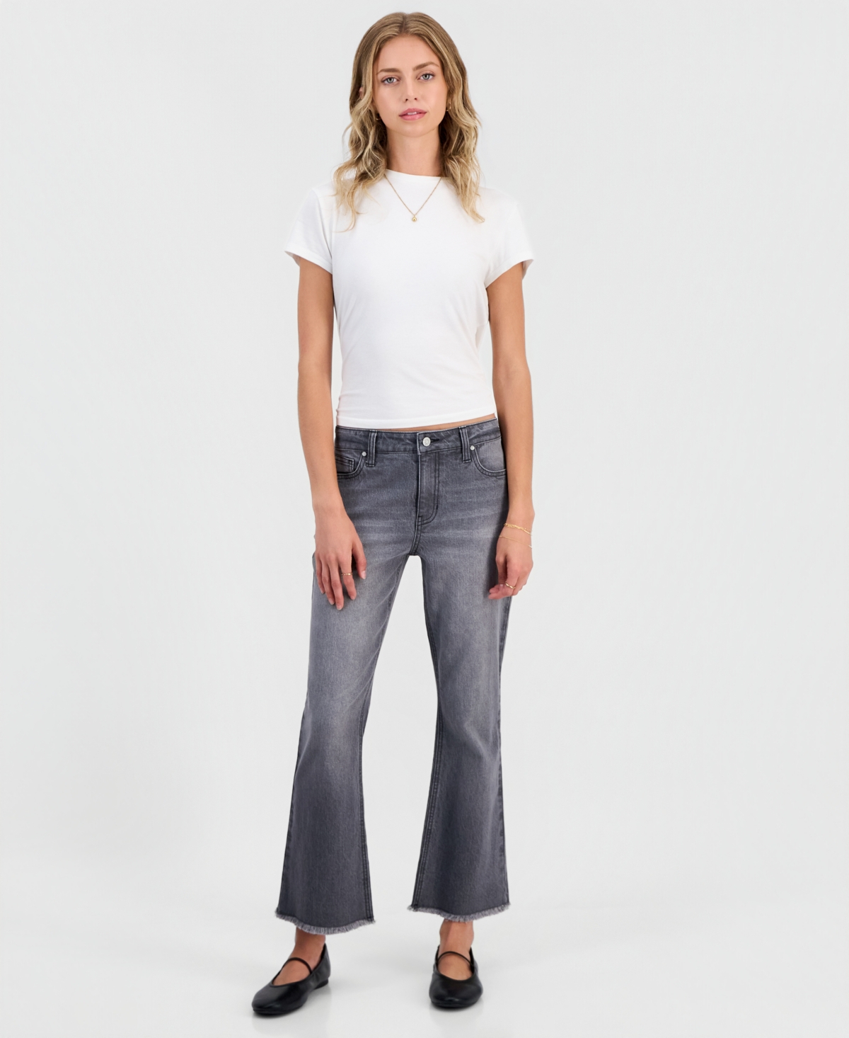 Click here for Celebrity Pink Juniors Kick-Flare Fringe-Hem Jeans... prices