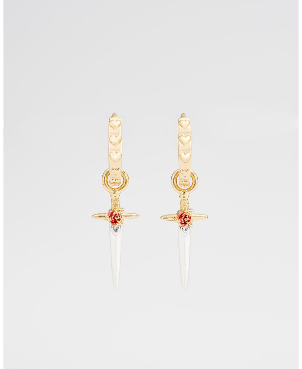 Click here for Fable England Gold Rose and Dagger Huggie Earrings... prices