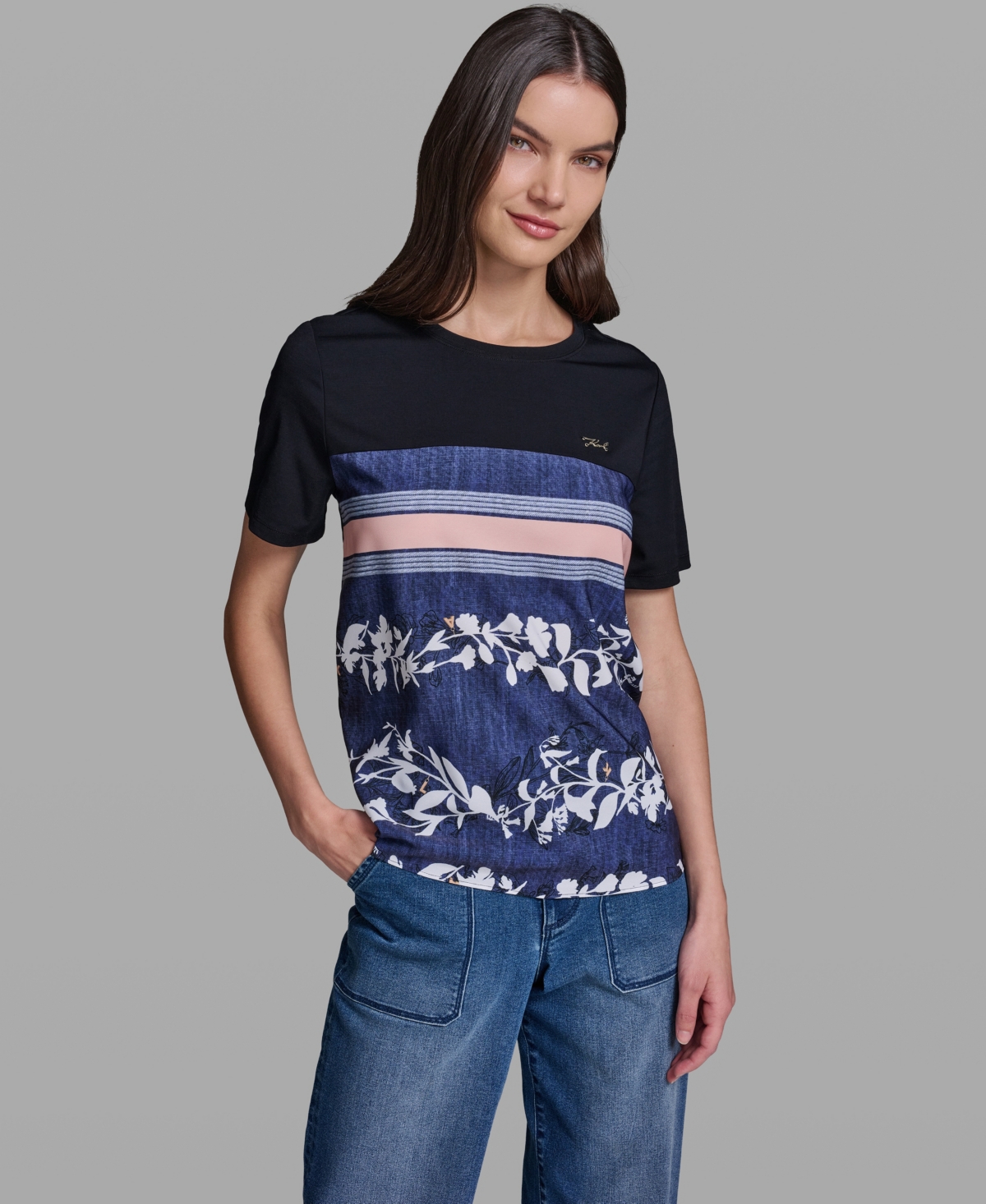 Click here for Karl Lagerfeld Paris Womens Short-Sleeve Mix-Media... prices