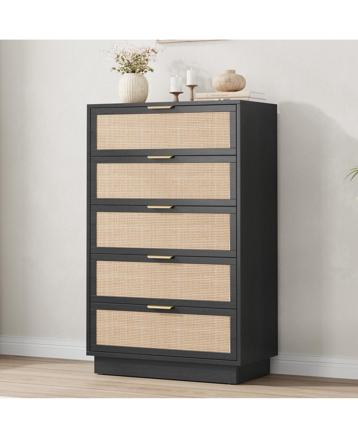 Click here for homfan 5-Drawer Tall Rattan Dresser with Integrate... prices