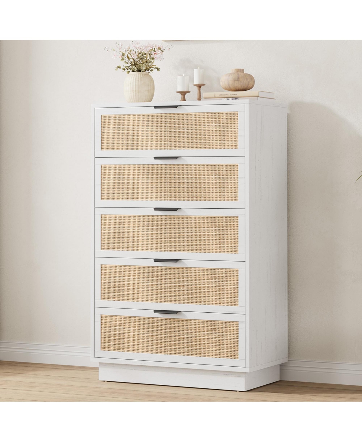 Click here for homfan 5-Drawer Tall Rattan Dresser with Integrate... prices