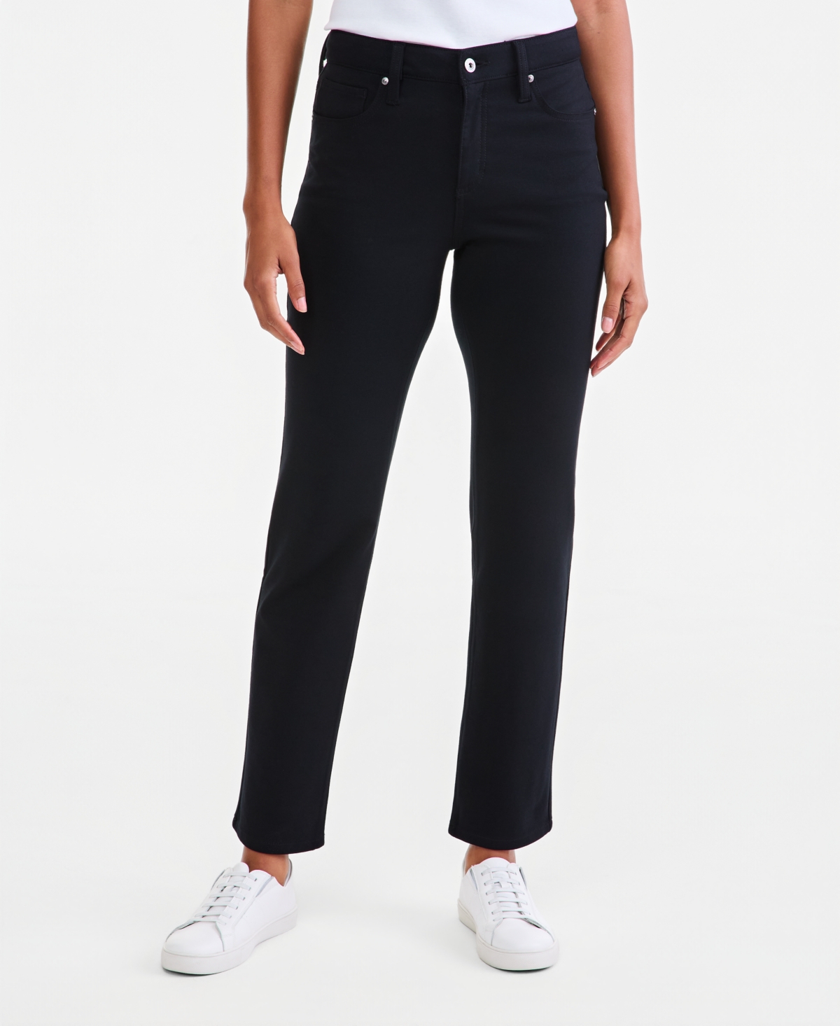 Click here for Style & Co Petite Womens High-Waist Straight Ponte... prices