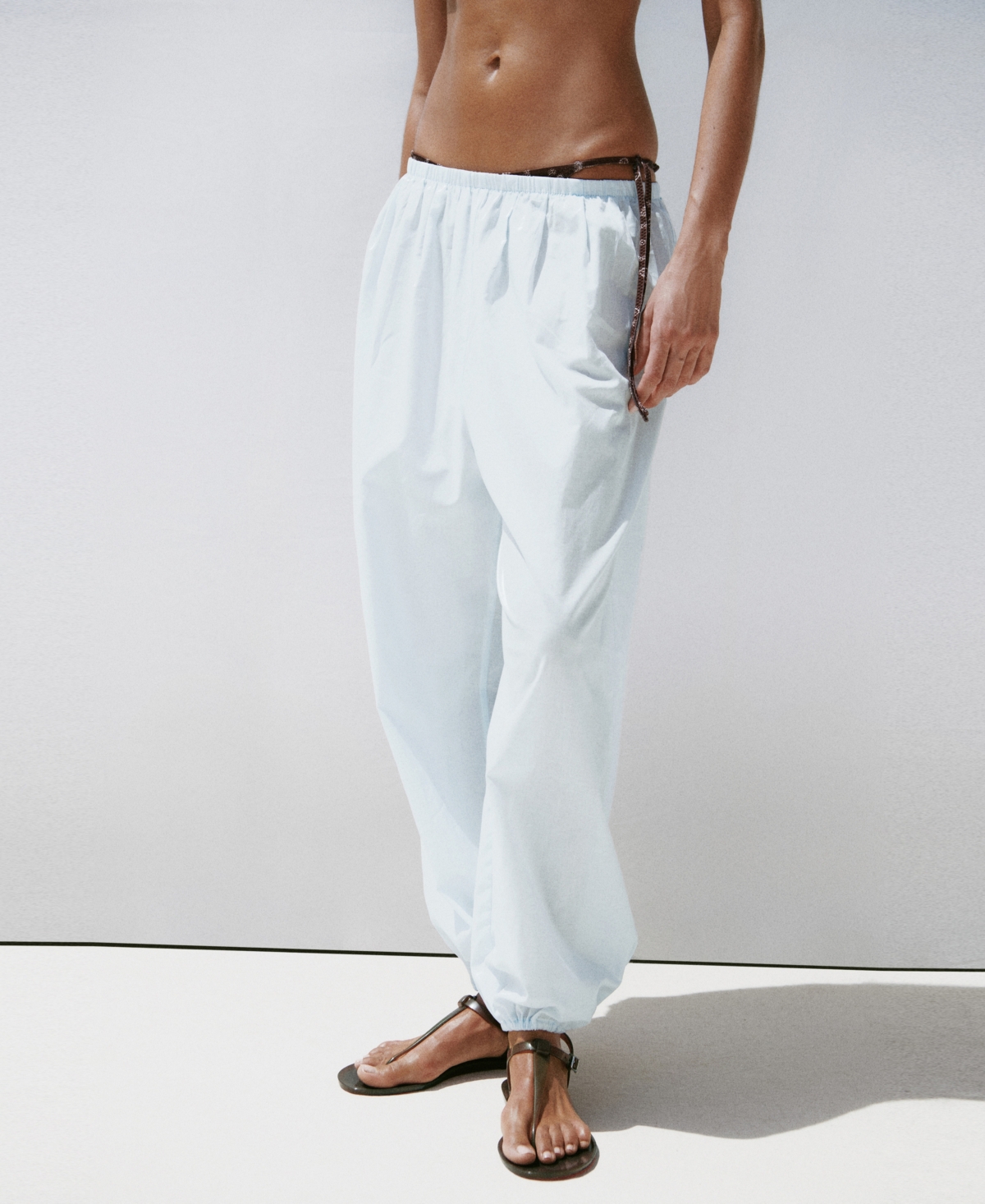 Click here for Mango Womens Baggy Cotton Pants - Sky Blue prices