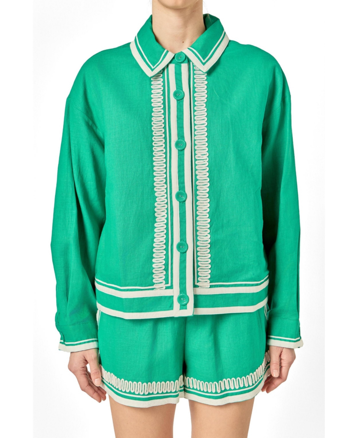 Click here for English Factory Womens Embroidered Jacket - Kelly... prices