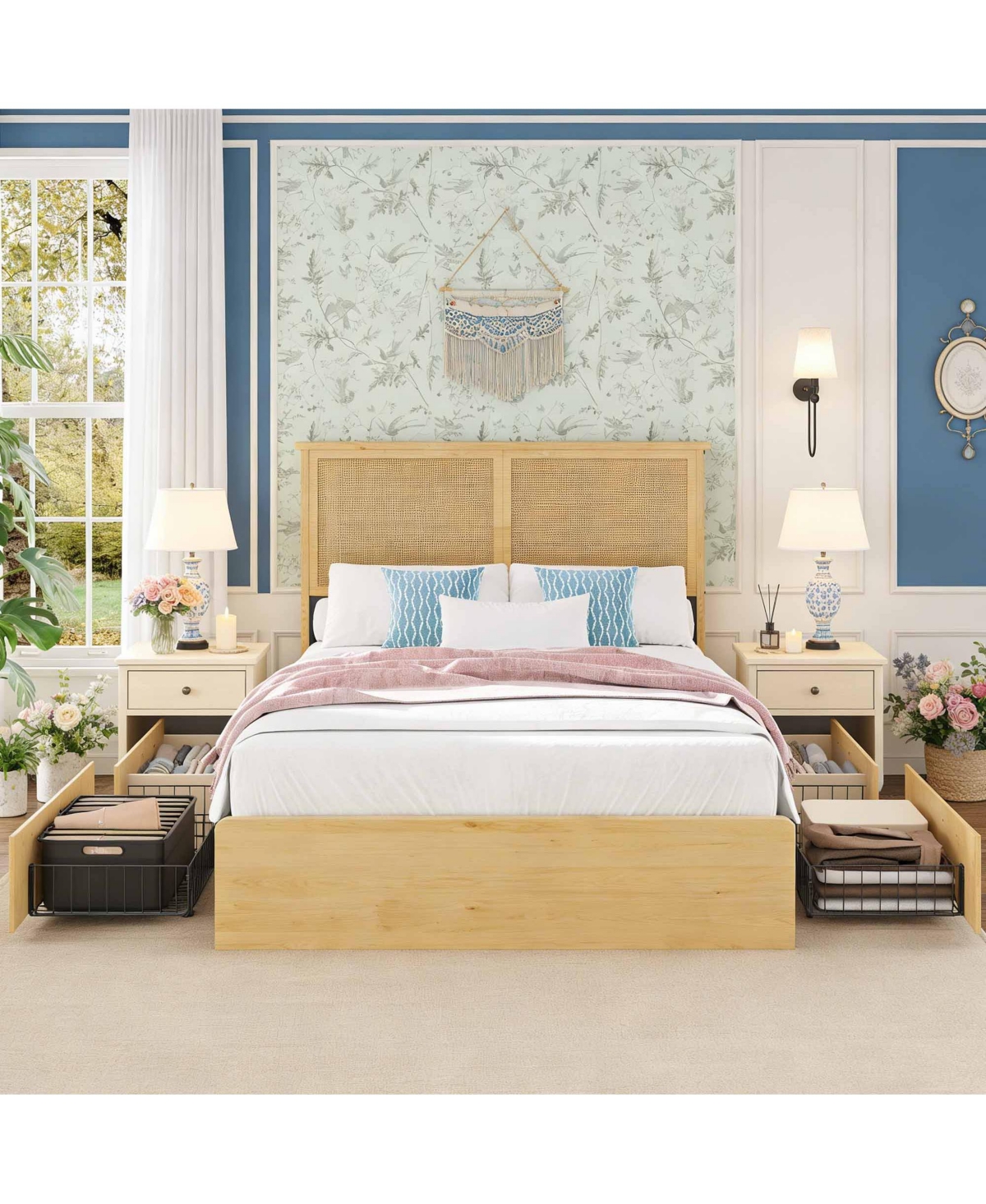Click here for gaomon Bohemian Platform Bed Frame with Rattan Sto... prices
