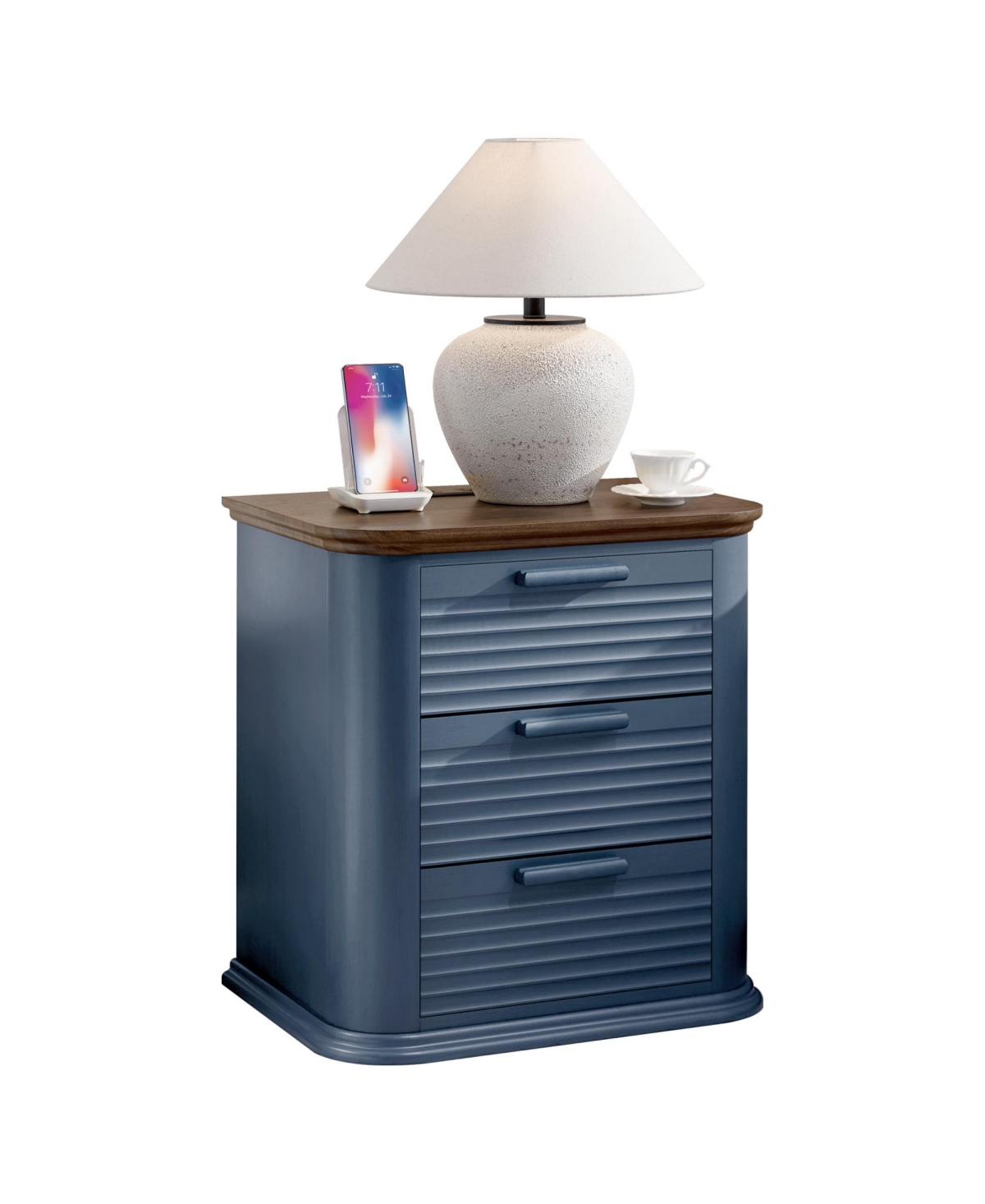 Click here for Rainsken 22 Fluted Nightstand  Wood 3 Drawer Bedsi... prices
