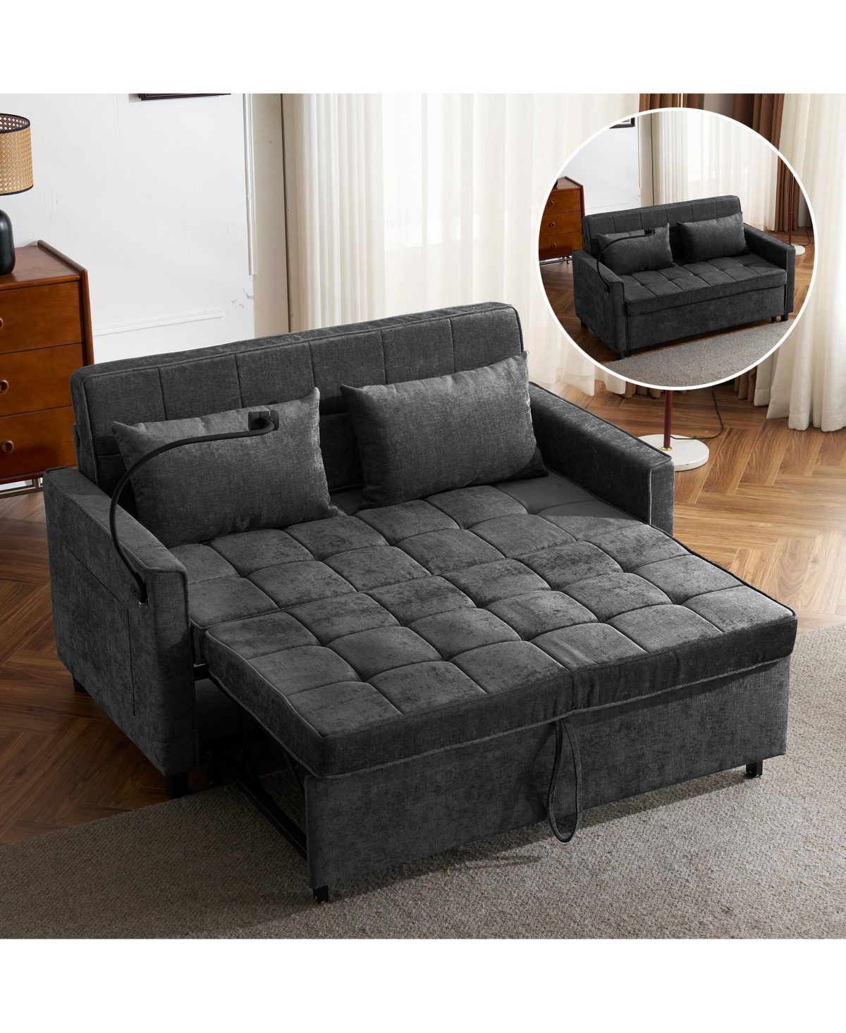 Click here for Rainsken 56.9 Loveseat Sofa Couch  Pull-Out Sleepe... prices