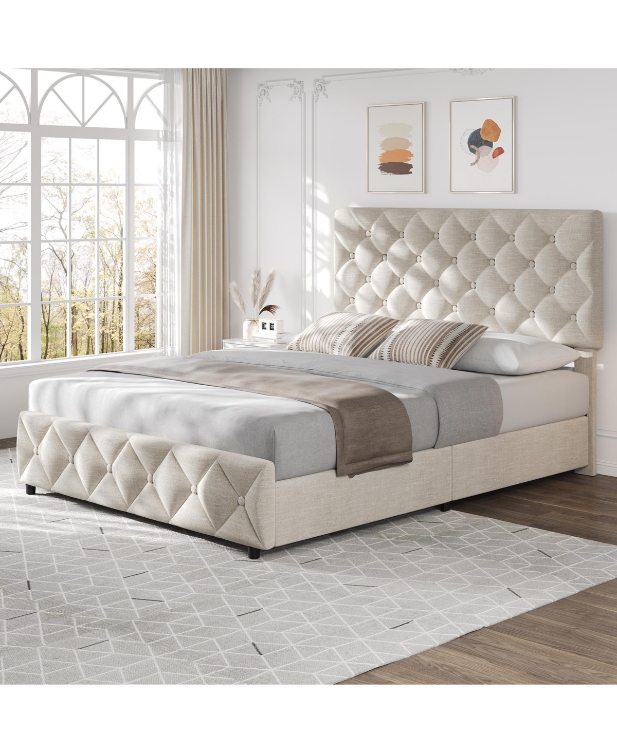 Click here for gaomon Upholstered Platform Bed Frame with 4 Stora... prices