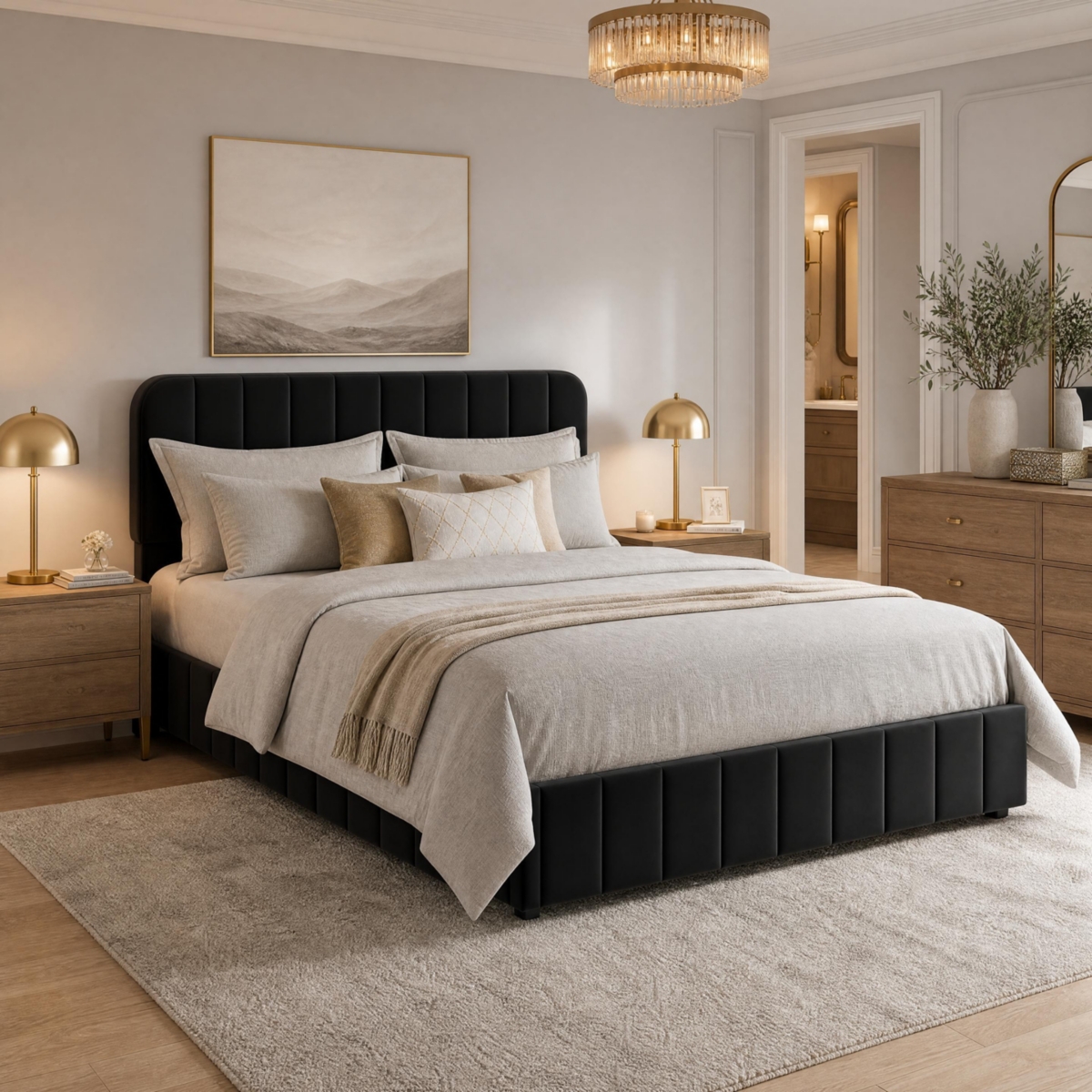 Click here for gaomon Velvet Upholstered Platform Bed with Adjust... prices