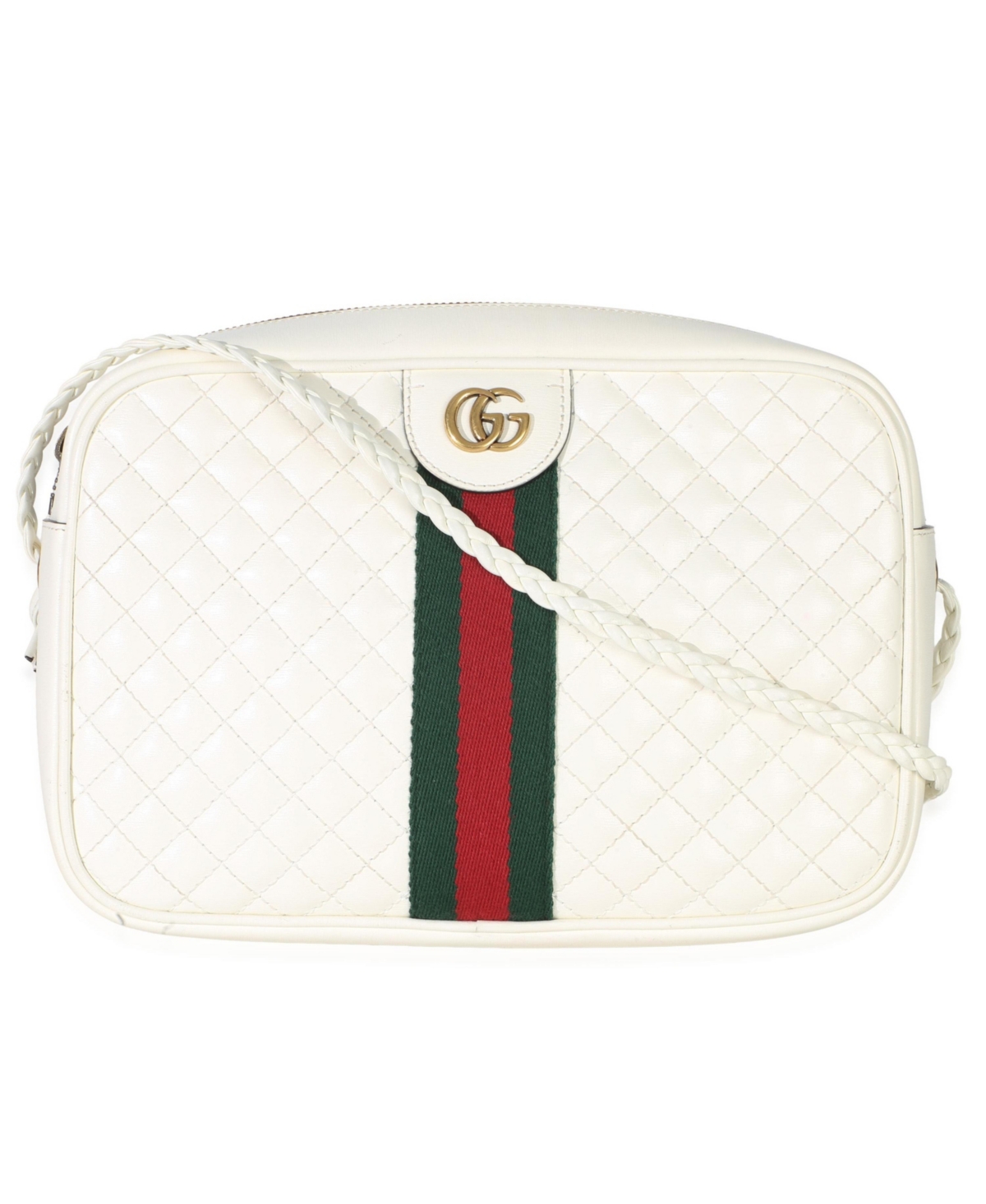 Click here for Pre-Owned Gucci White Calfskin Web Trapuntata Medi... prices