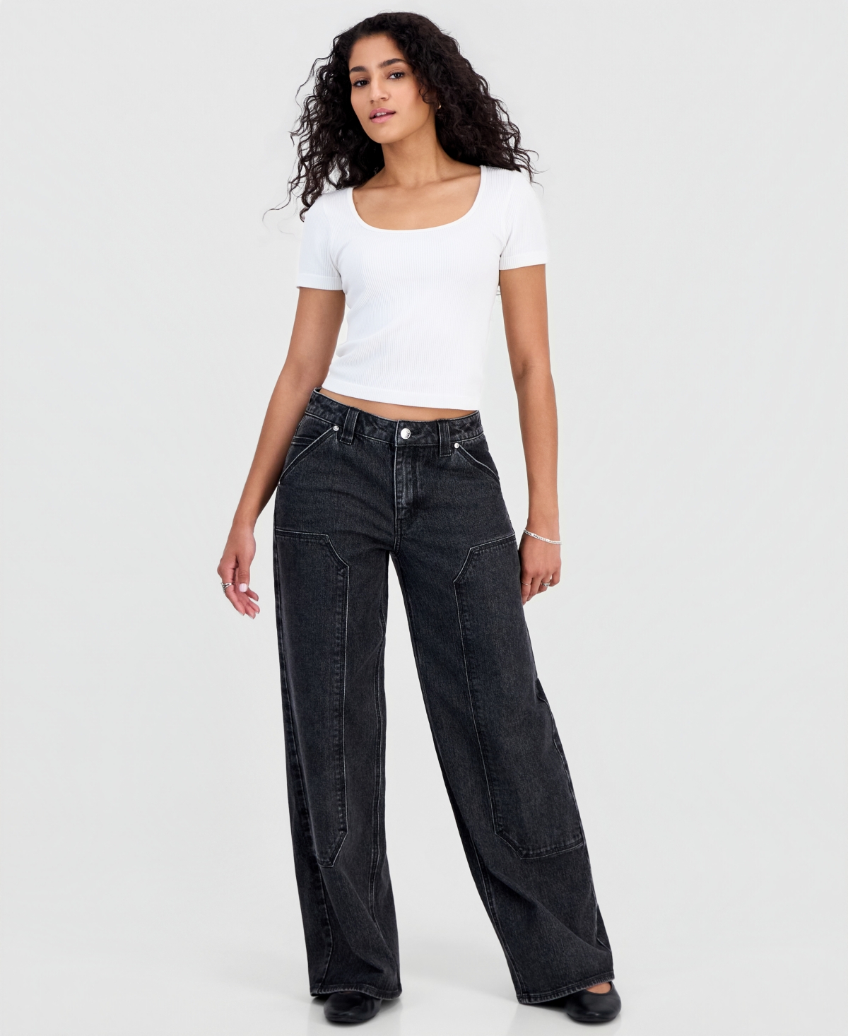 Click here for Madden Girl Juniors High-Rise Ultra 90s Wide-Leg C... prices