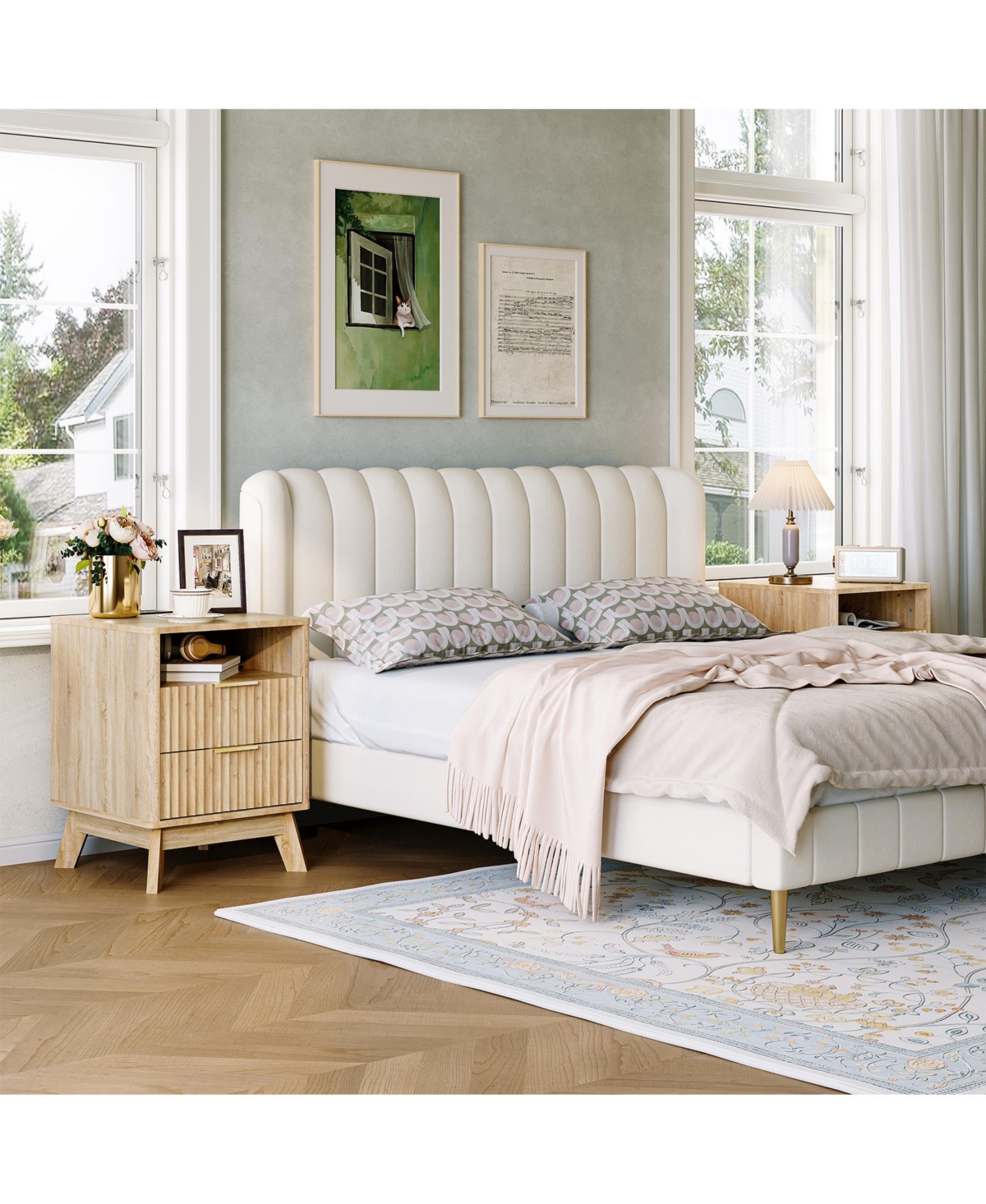 Click here for homfan Wave Fluted Bedside Tables Set of 2 with Ch... prices