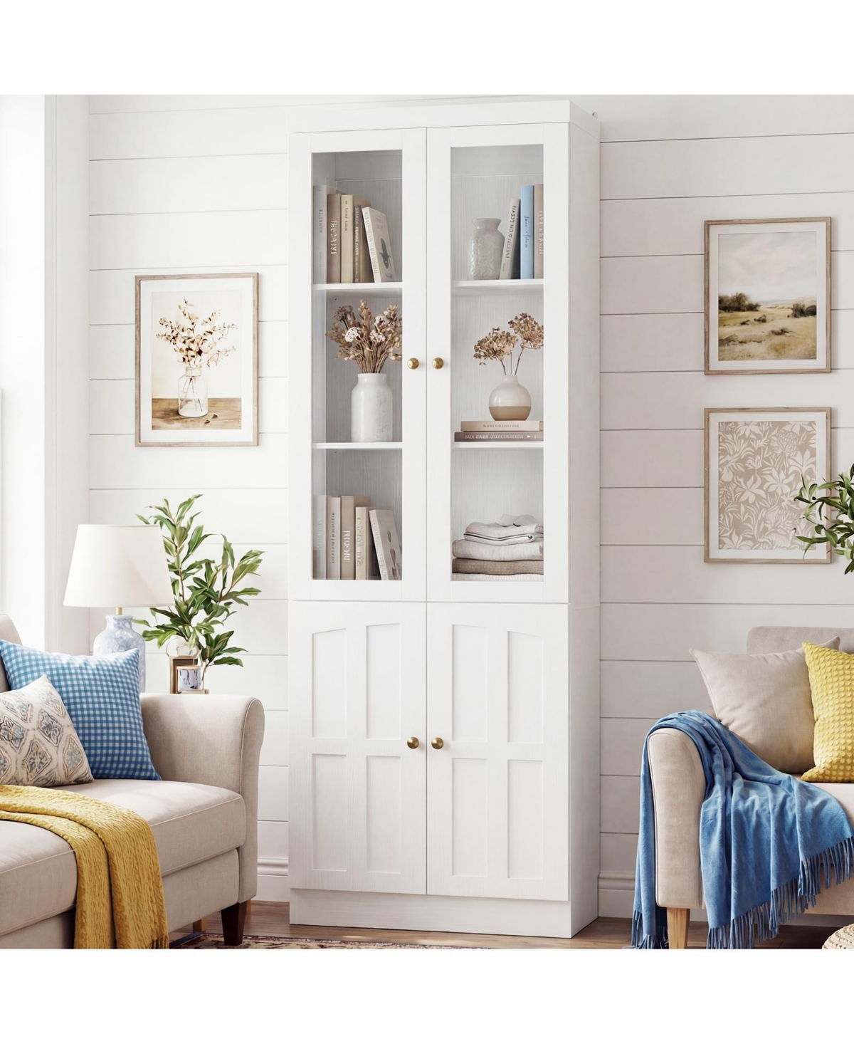 Click here for Aheaplus Storage Cabinet with Glass Doors  Wooden... prices