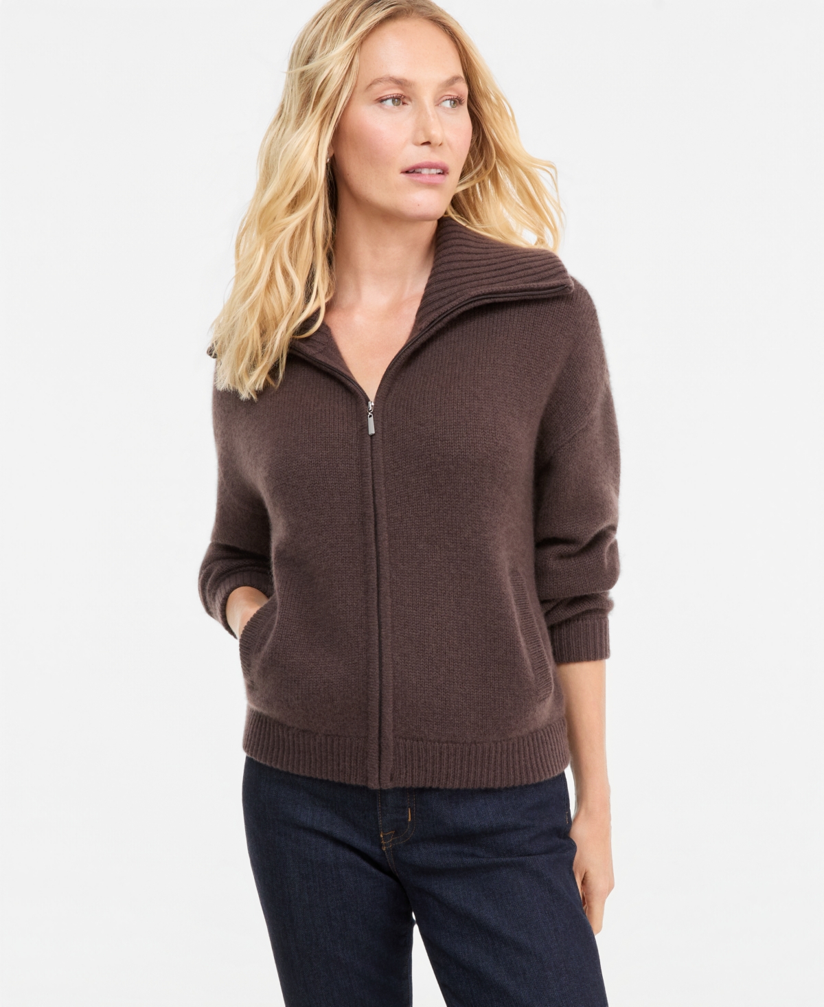 Click here for Charter Club Womens 100 Cashmere Fair Isle Zip-Fro... prices