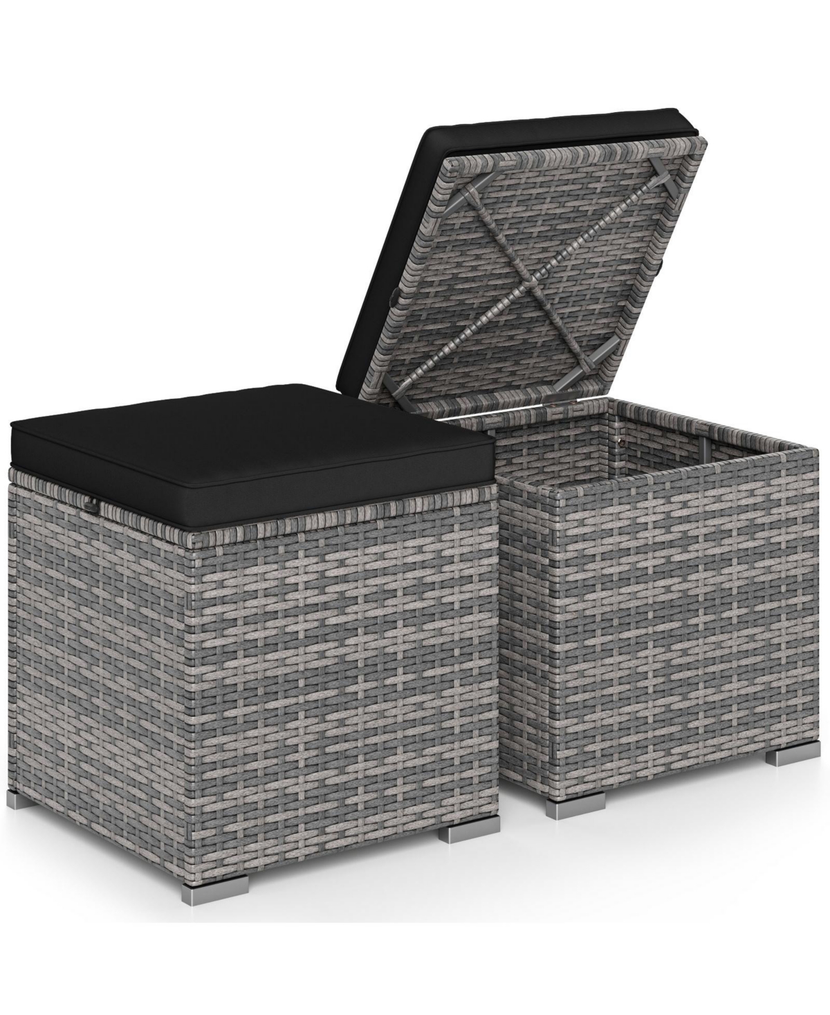 Click here for Sugift Set of 2 Pe Wicker Patio Ottomans with Hidd... prices