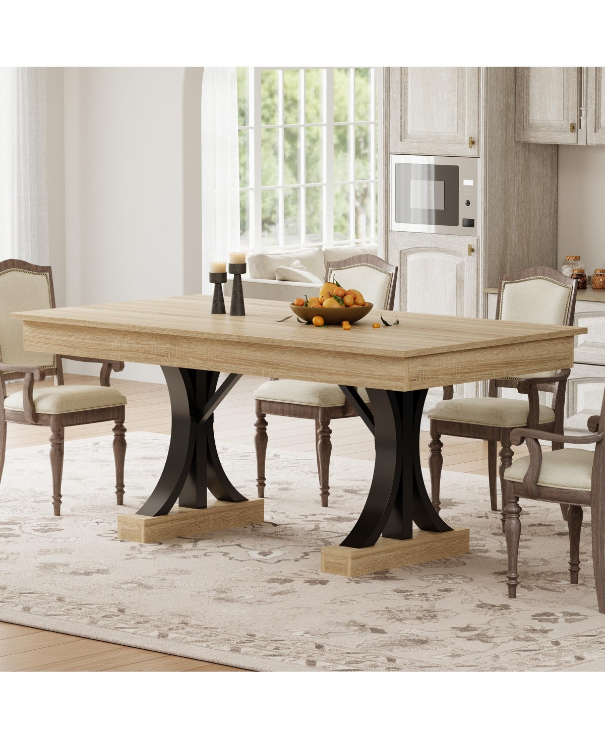 Click here for gaomon Industrial Kitchen Dining Table for 6-8 wit... prices