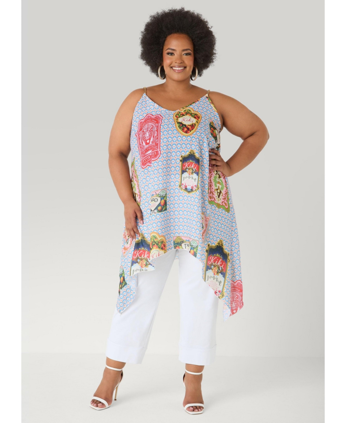 Click here for Ashley Stewart Plus Size Chain Trimmed Printed Top... prices