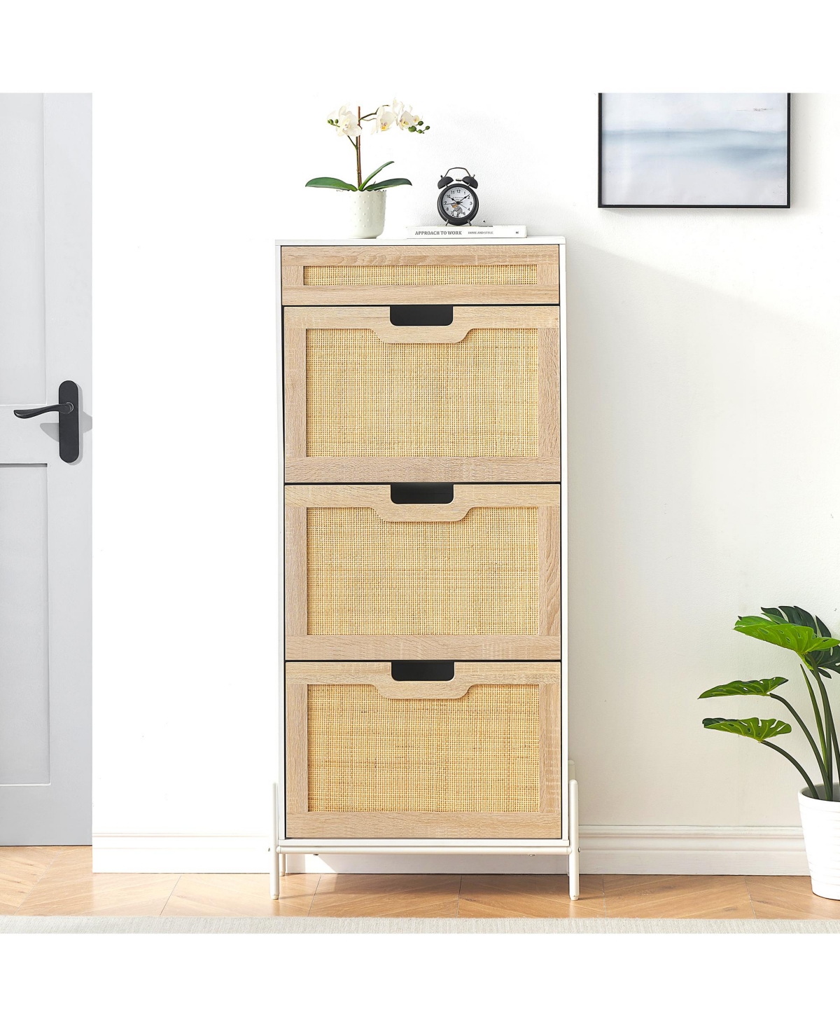 Click here for homfan 24 Inch Rattan Shoe Cabinet  3 Flip Doors w... prices