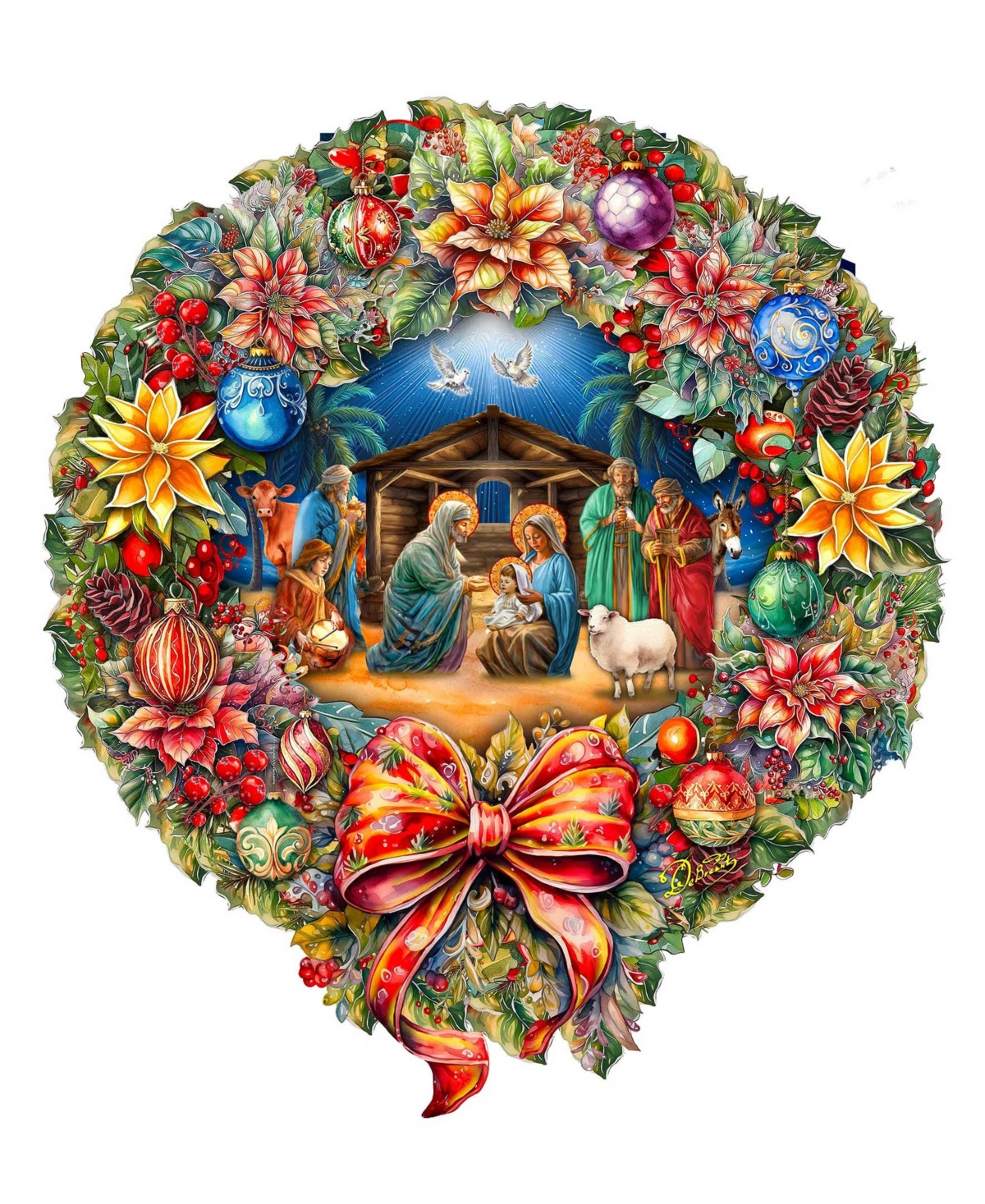Click here for Designocracy Nativity Wreath Holiday Door Decor -... prices