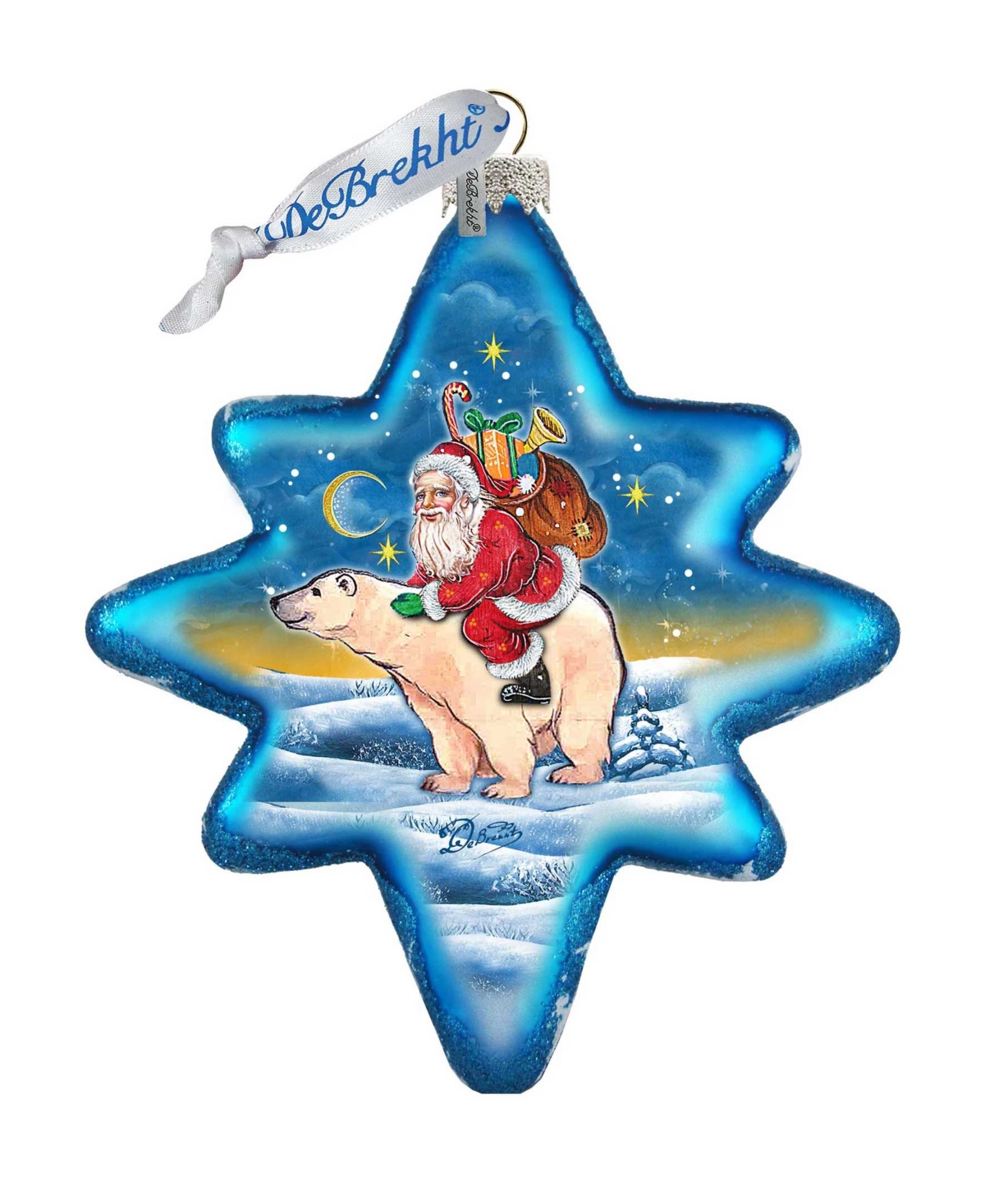 G.DeBrekht Ride to North Pole Santa Glass Ornament - Multi