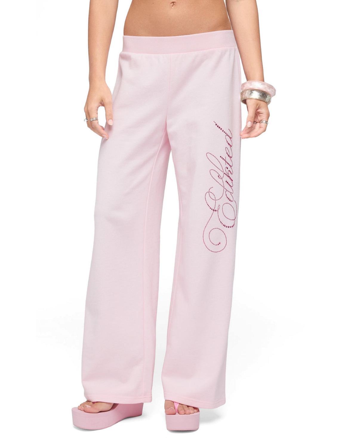 Click here for Edikted Womens Studio Rhinestone Sweatpants - Ligh... prices