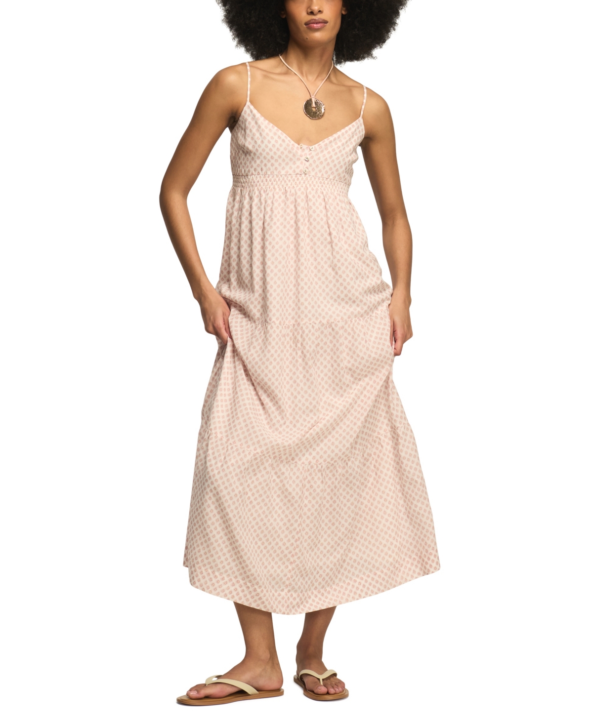 Click here for Lucky Brand Womens Printed Ruched Waist Midi Dress... prices