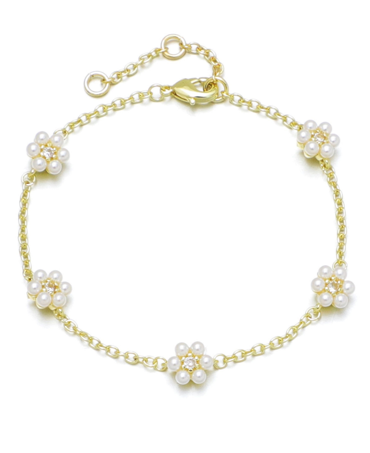 Click here for Adornia Gold Imitation Pearl Flower Station Bracel... prices
