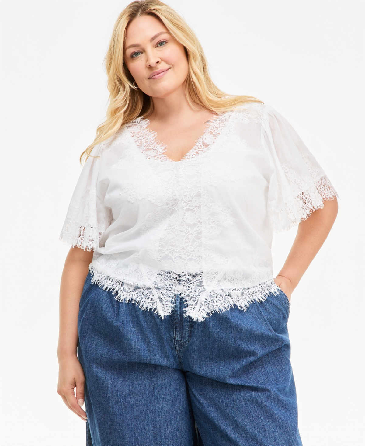 Click here for On 34th Plus Size Lace Short-Sleeve Blouse  Macys... prices