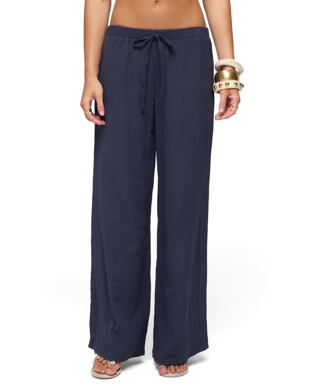 Click here for Edikted Womens Viktoria Wide Leg Gauze Pants - Nav... prices