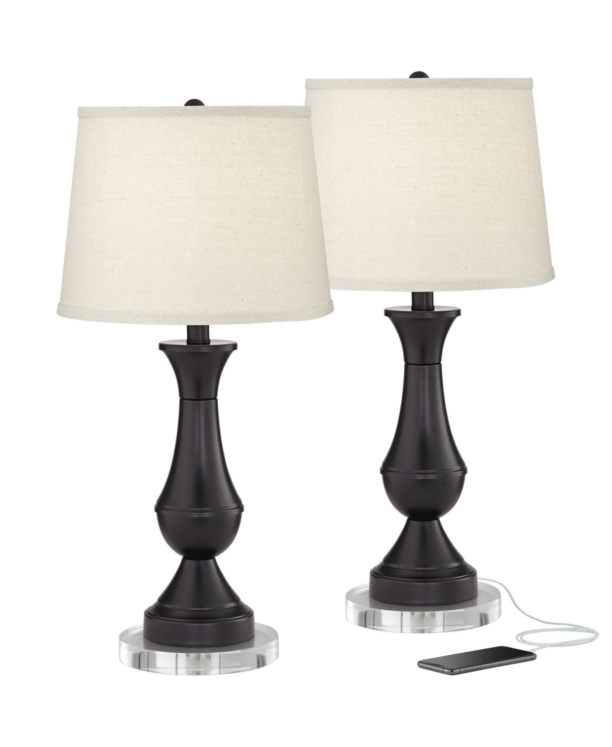 Click here for Regency Hill Modern Table Lamps Set of 2 with Roun... prices