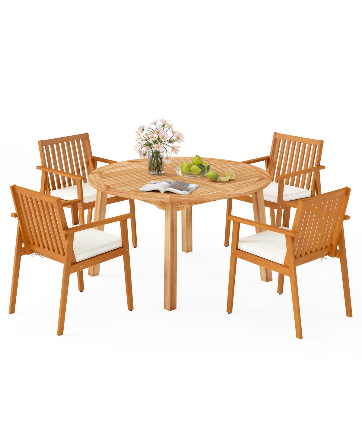 Click here for Sugift 5-Piece Acacia Wood 53 in Round Dining Set... prices
