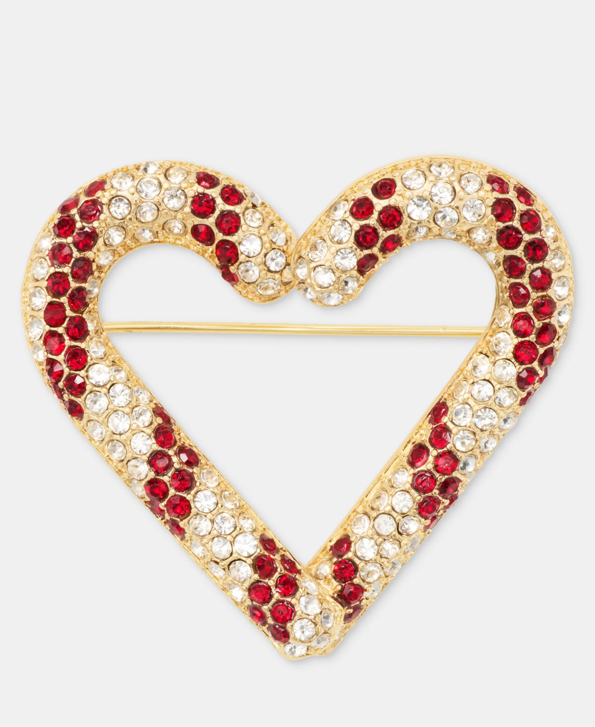 Click here for Holiday Lane Gold-Tone Red and White Heart Pin  Ma... prices
