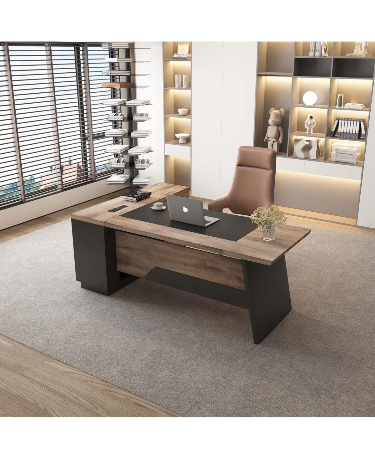 Click here for logicfox 78.7inch L Shaped Executive Desk with Dra... prices