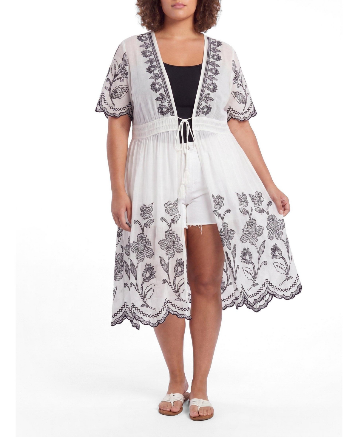 Click here for Torrid Plus Size Floral Embroidered Maxi Kimono -... prices