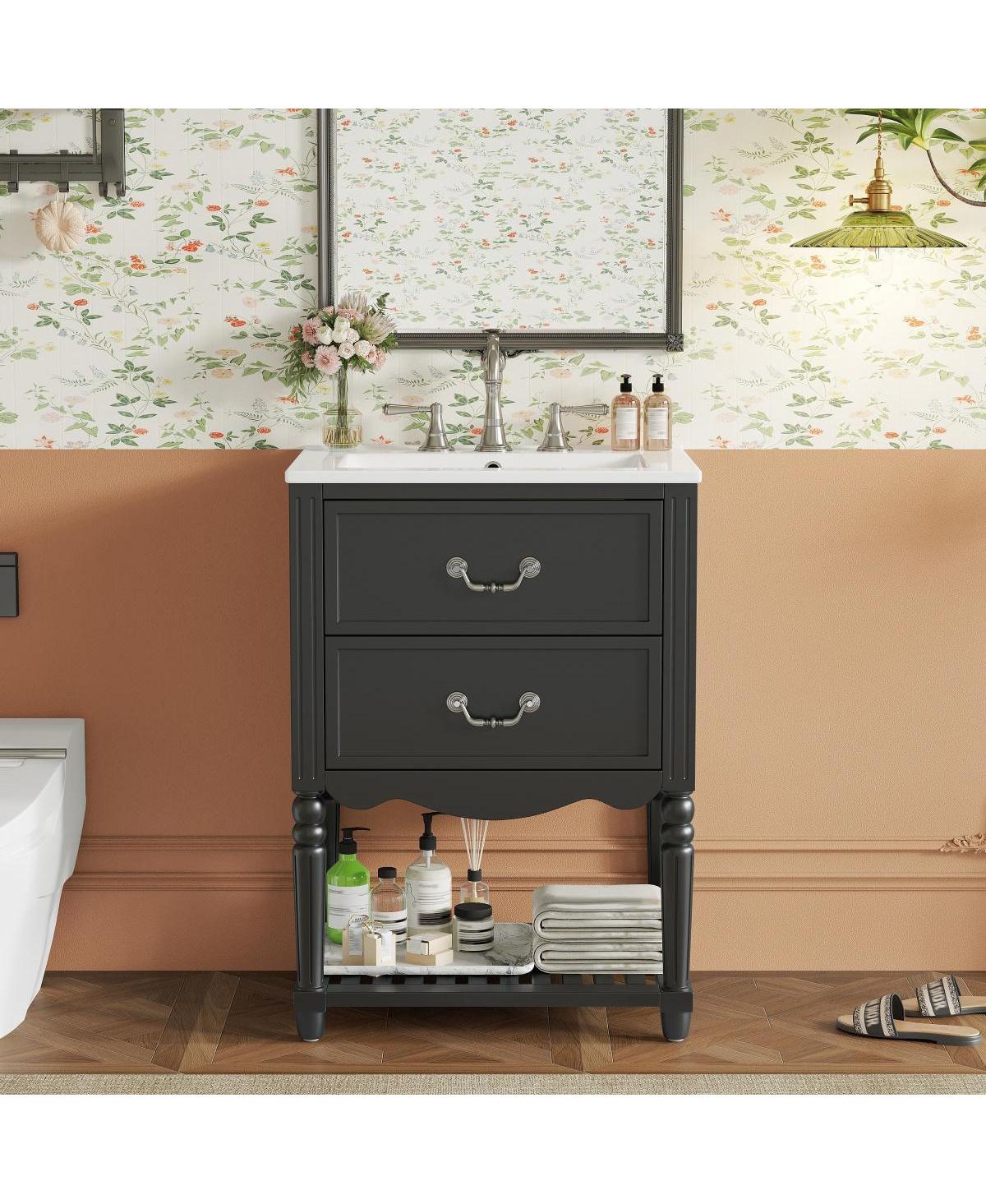 Click here for Thirtypeachy 24 Vintage Wave Bathroom Vanity With... prices