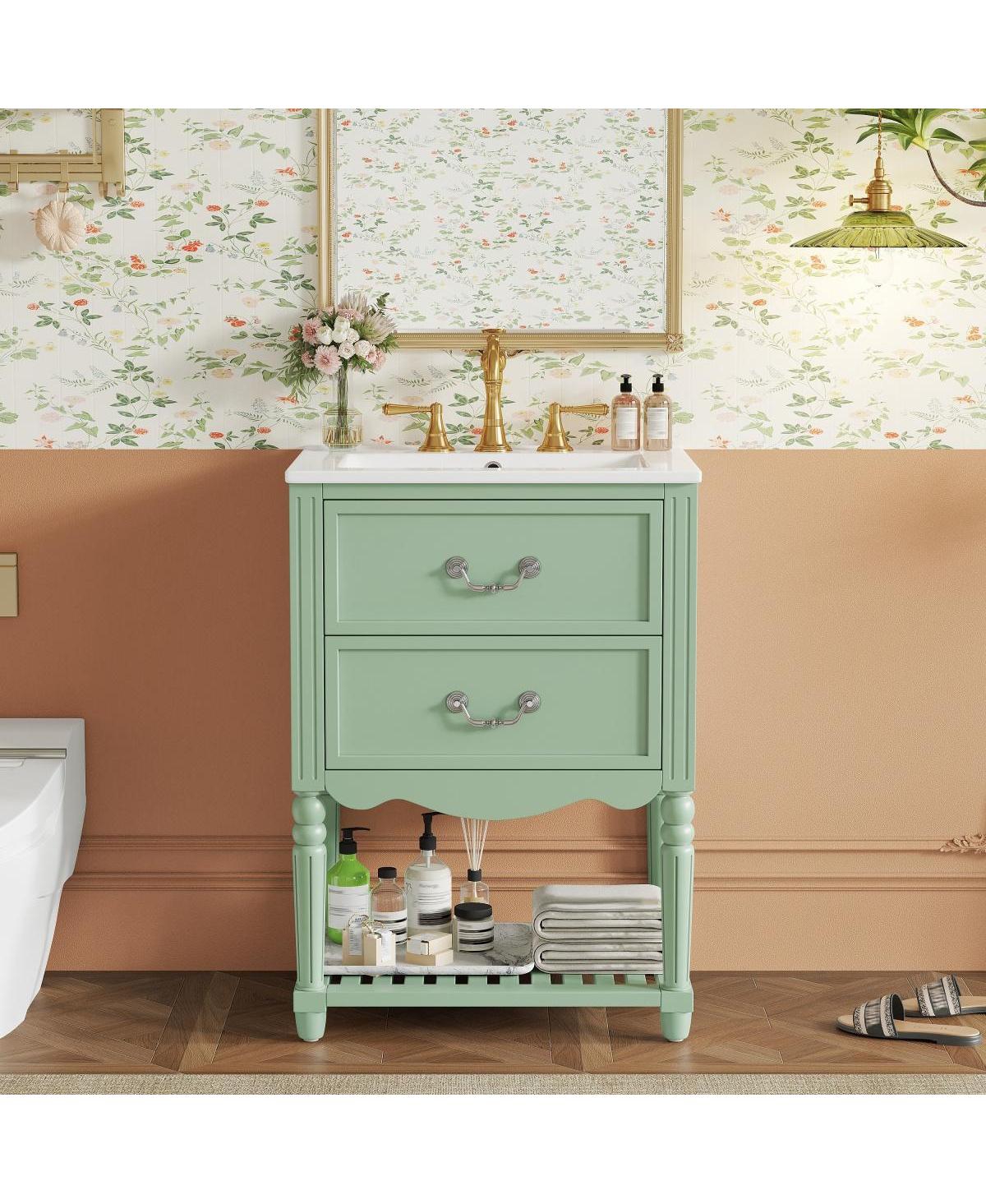 Click here for Thirtypeachy 24 Vintage Wave Bathroom Vanity With... prices