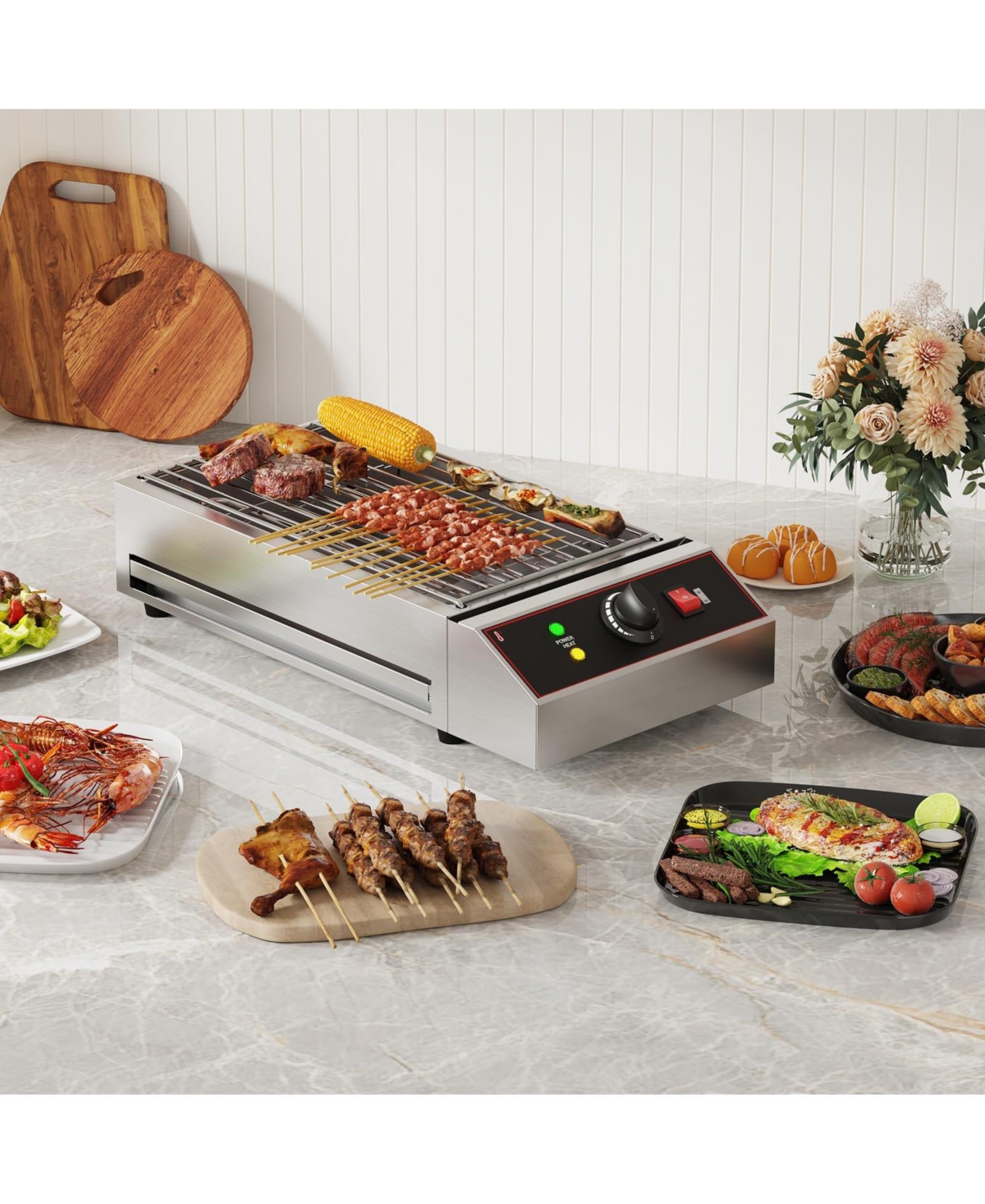Click here for gaomon 1800W Silver Smokeless Grill Countertop Bbq... prices