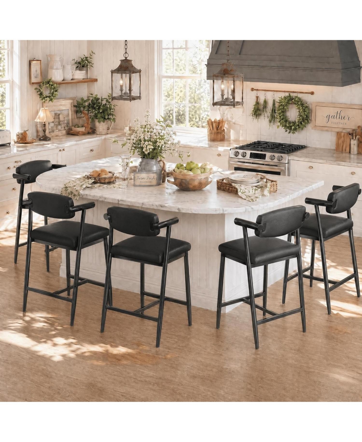 Click here for gaomon Set of 6 Bar Stools Metal Tall Barstools wi... prices