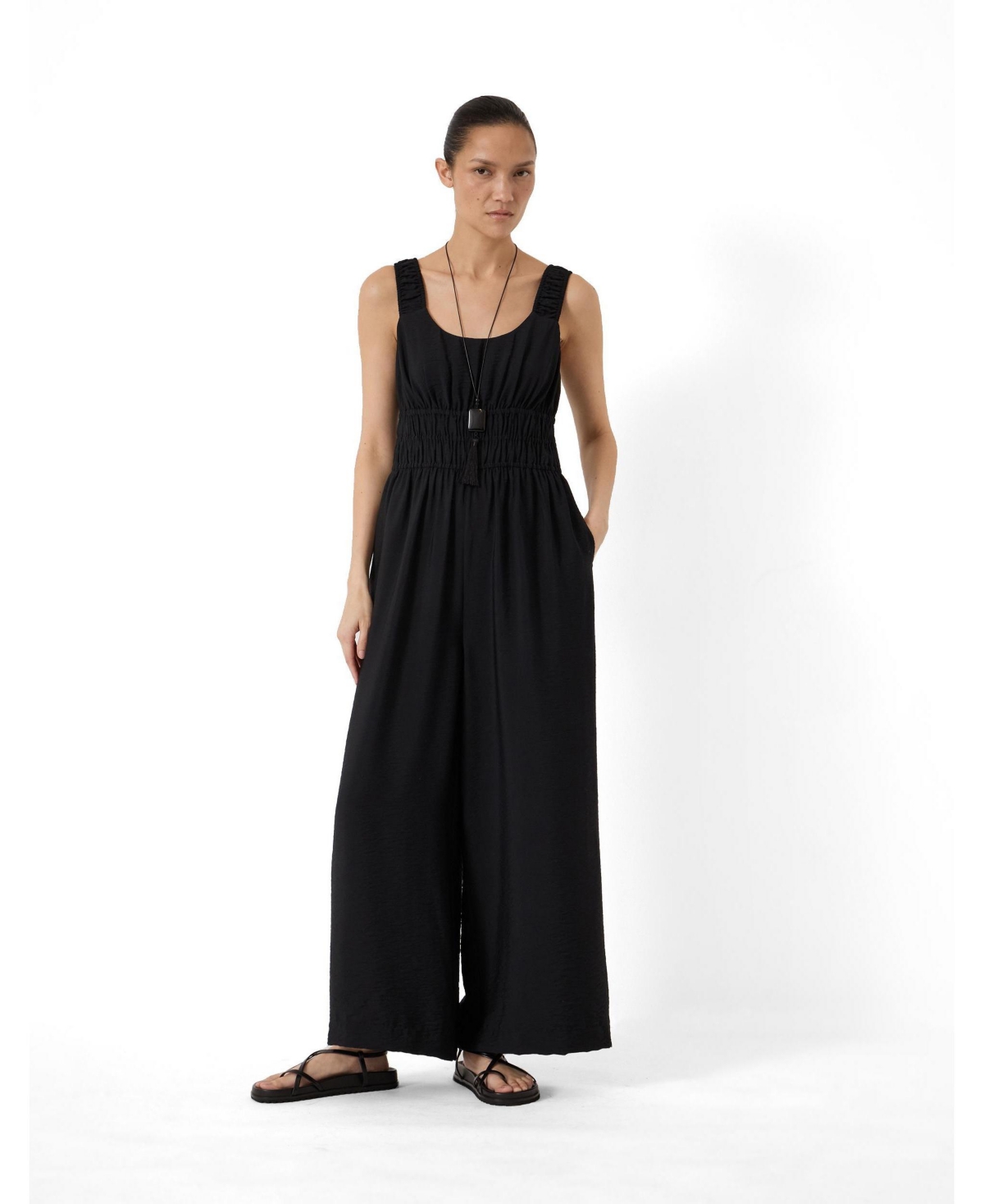 Click here for Hush Womens Wrenna Gathered Straps Airflow Jumpsui... prices